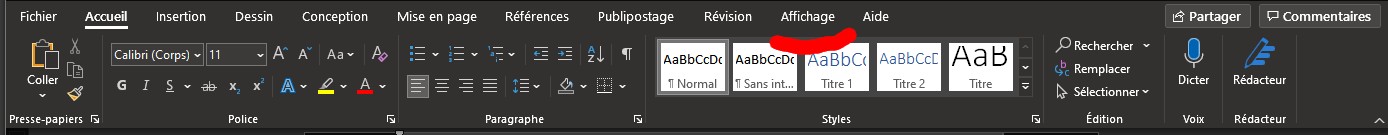 WORD : Mode sombre avec page blanche - Le blog de MisterTeed